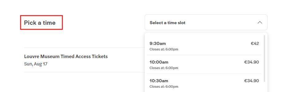 Experience duration & start time – Headout